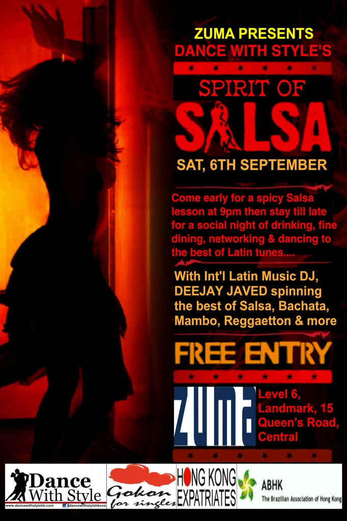 SPIRIT OF SALSA DANCE PARTY @ ZUMA - ENTRY FREE - 6TH SEPTEMBER 2014